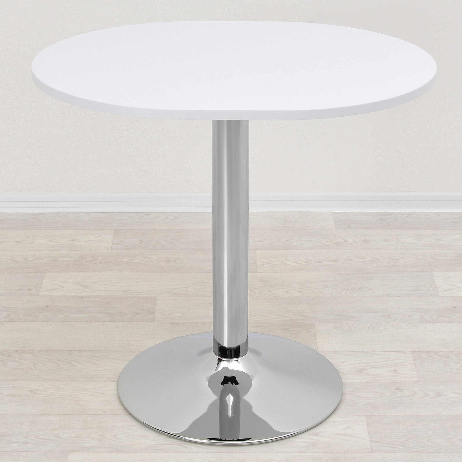 Овальный кухонный стол Троя 23 белый/хром (800х650)