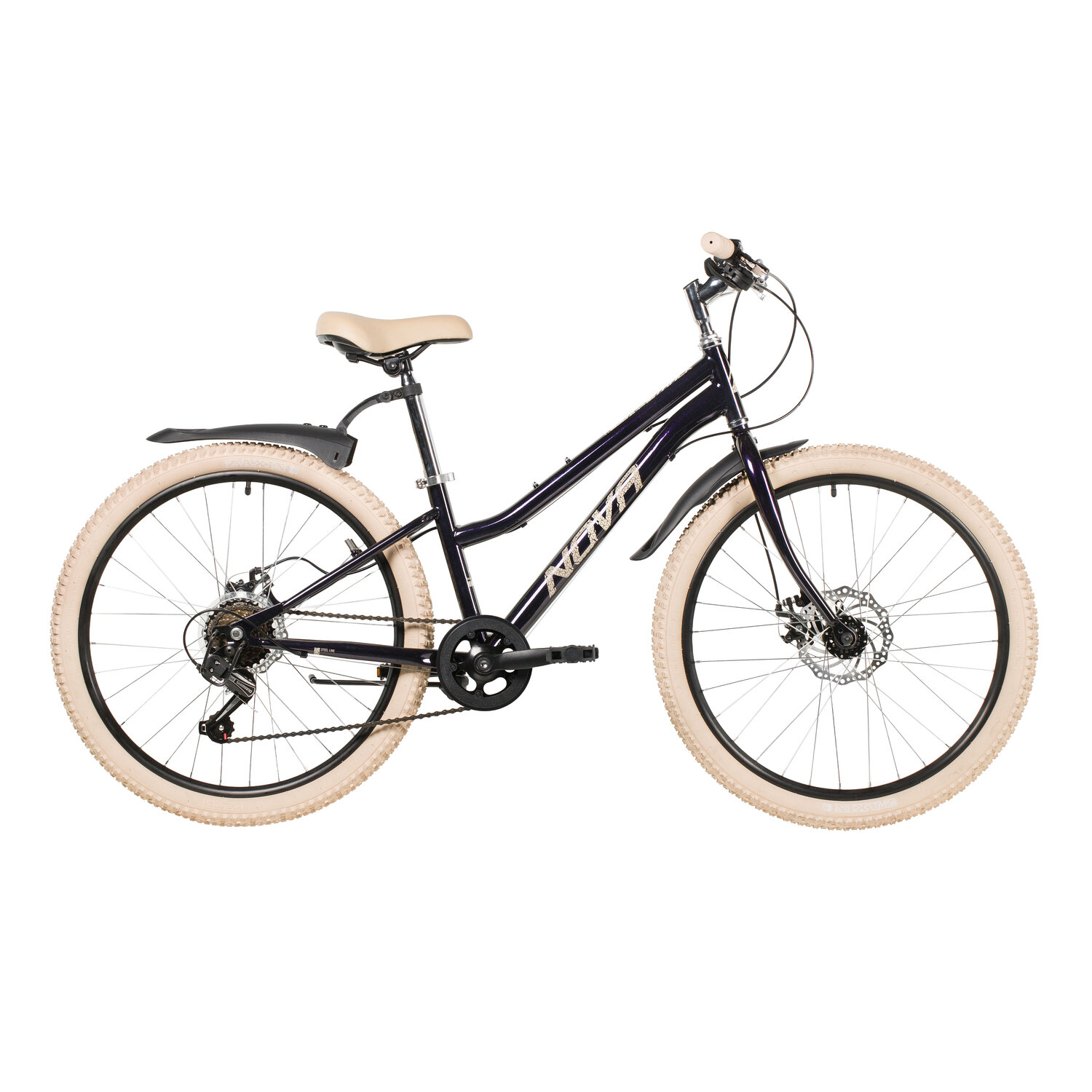 Подростковый велосипед Novatrack Jenny Disc 24 (2026), размер 12", цвет Темно-фиолетовый