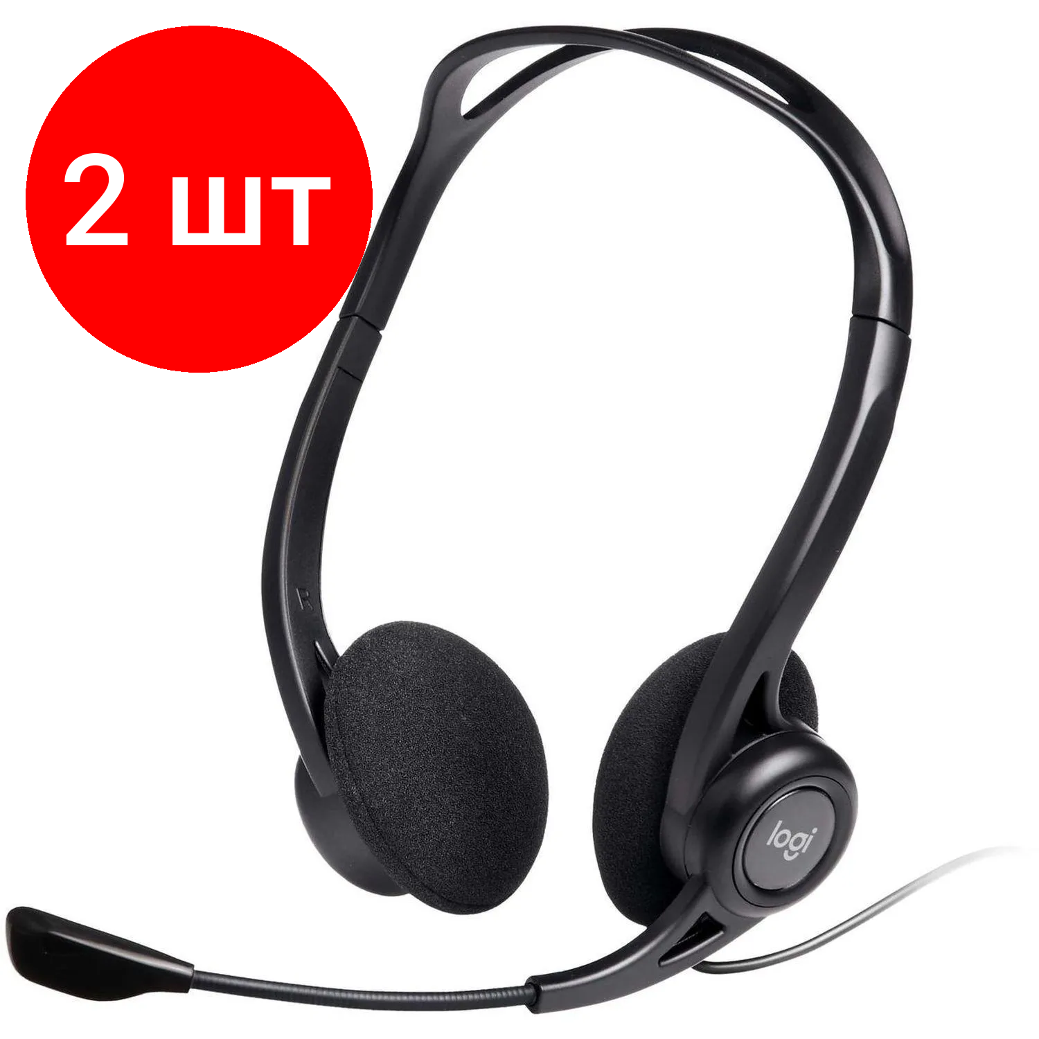 Комплект 2 штук, Гарнитура Logitech Headset PC 960, Stereo, OEM, USB, [981-000100]