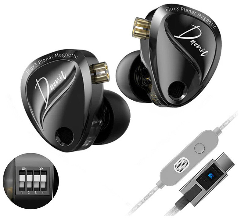 KZ Duonic With Switches с микрофоном USB Type-C, серый, проводные наушники