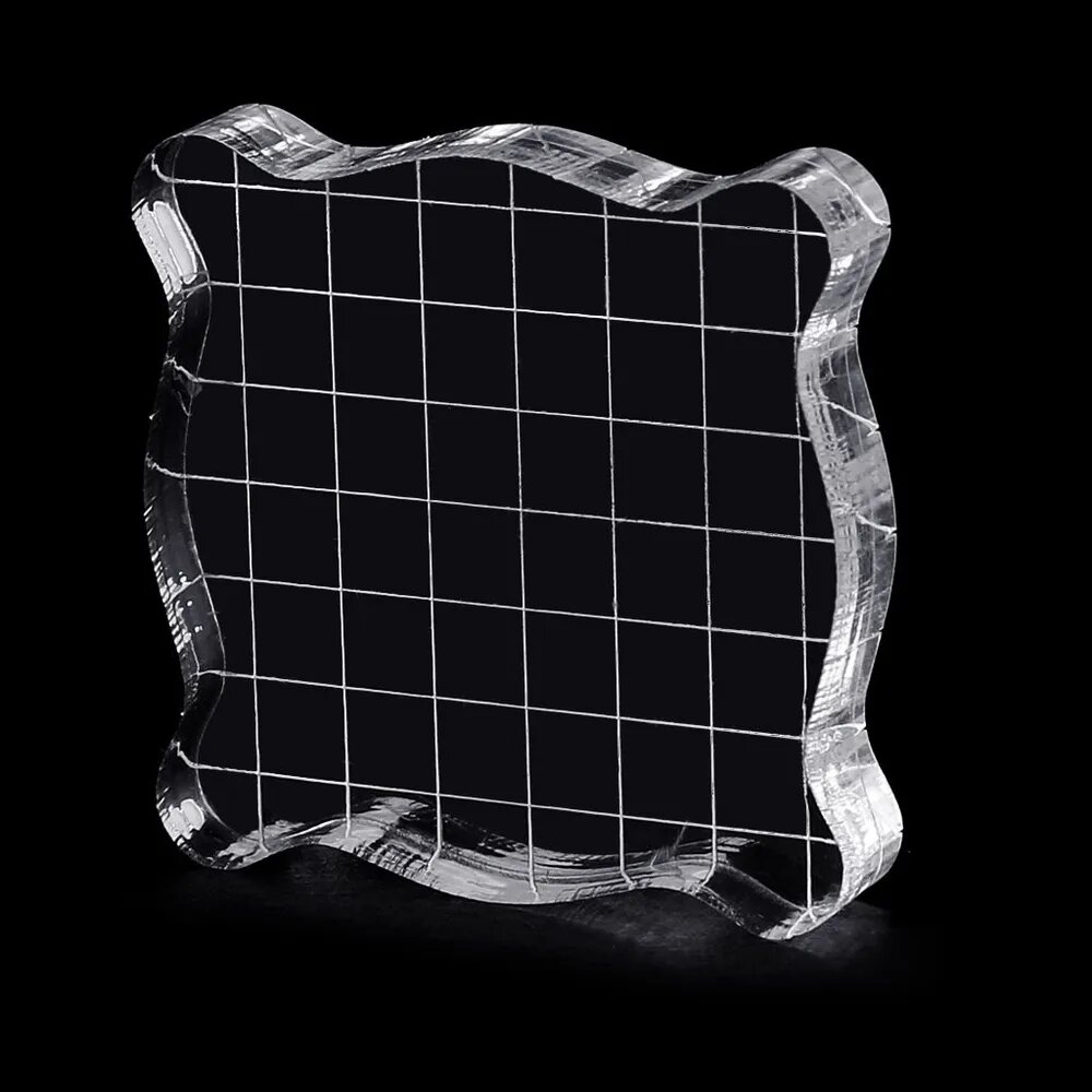 Штамп декоративный, Акриловая пластина с волнистым краем для штампа - 5x5x1CM маленькая клеточка