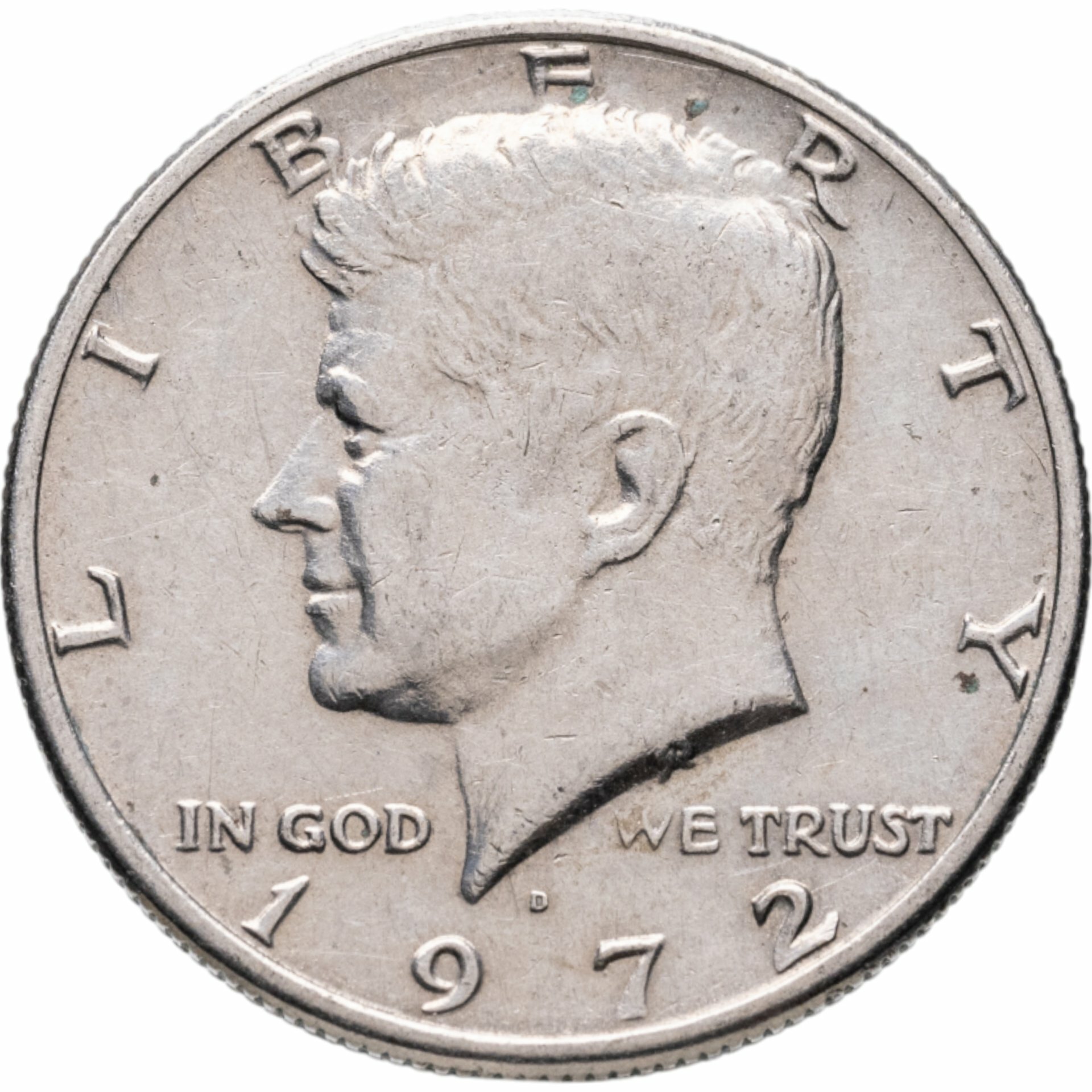США 50 центов 1/2 доллара, half dollar 1972 "Kennedy Half Dollar Кеннеди" D, Медь с медно-никелевым покрытием, в сохранности VF-XF