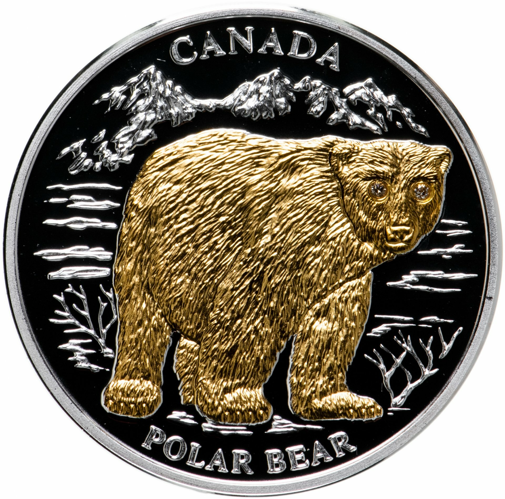 Либерия 10 долларов 2004 Proof "Вымирающие виды животных - Полярный медведь Канада", Серебро 999