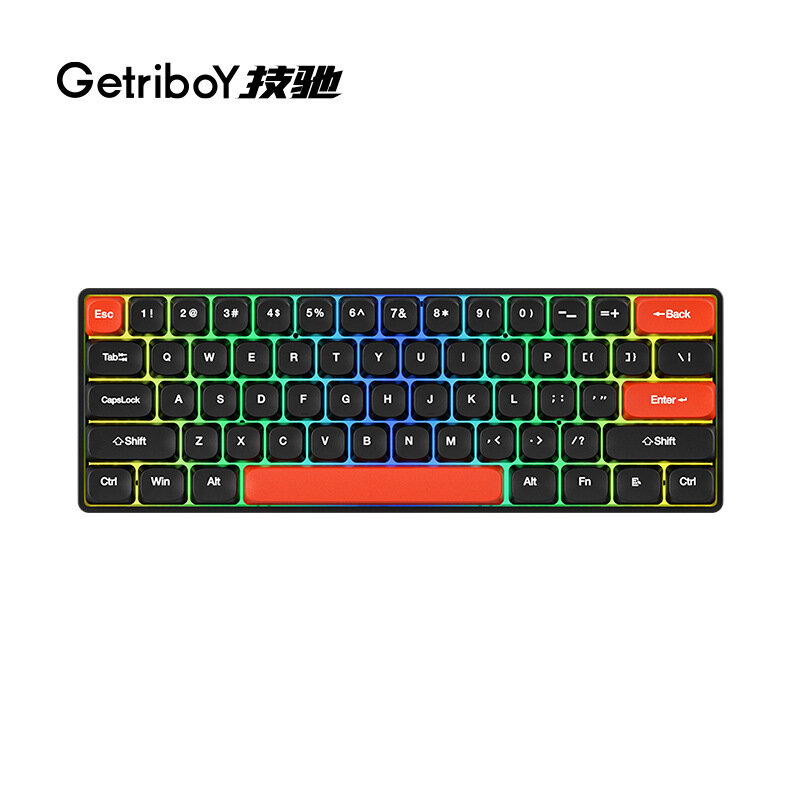 61-клавишная проводная игровая клавиатура с магнитной осью и подсветкой RGB, черно-красный цвет, частота опроса 8000