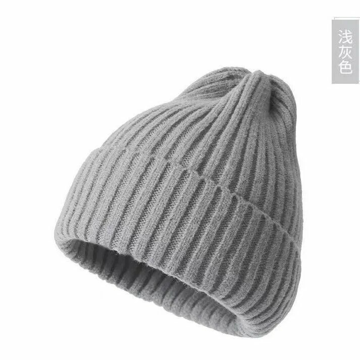 Шапки, Шапка вязаная светло-серого цвета, вертикальная резинка, универсальная, для работы и повседневного ношения