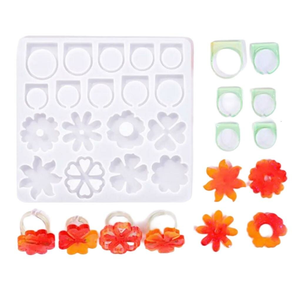 Силиконовая форма для эпоксидной смолы «Кристаллы», форма для цветочного кольца