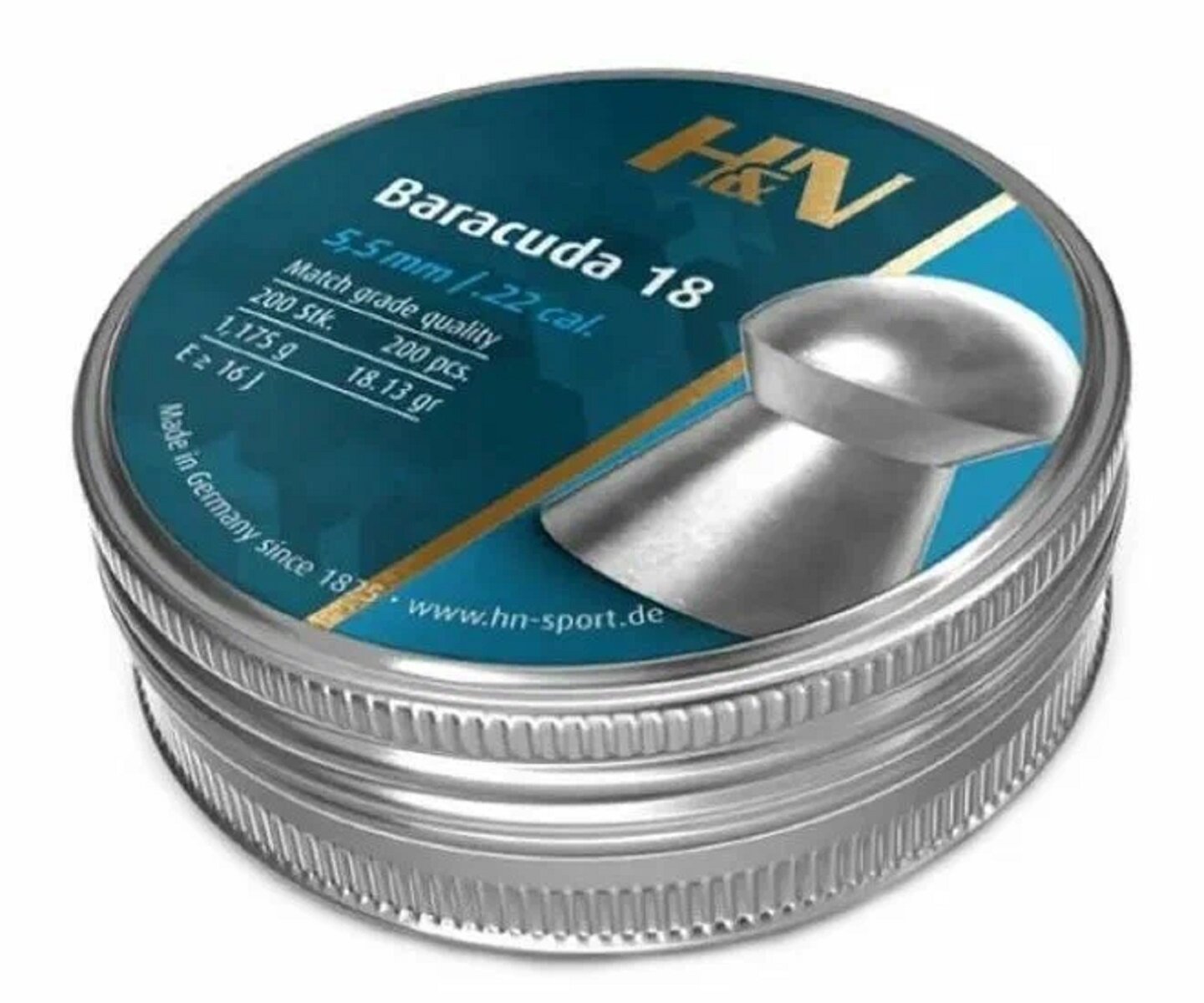 Пули для пневматики H&N Baracuda 18 - 5,5 мм, 1,175 г (200 штук)