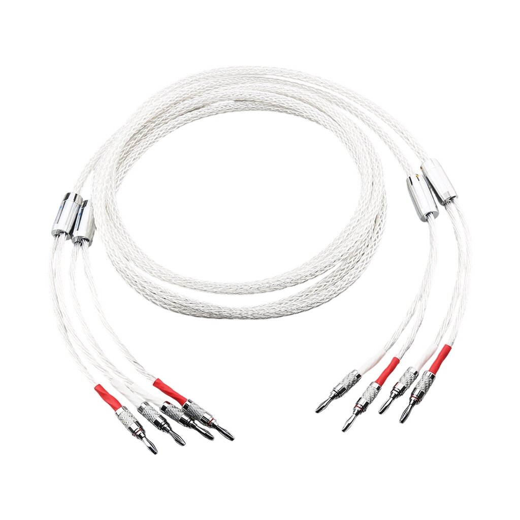 Высококачественный Посеребренный Кабель динамика со Штекерами типа "Банан" и Y-образными Клеммами