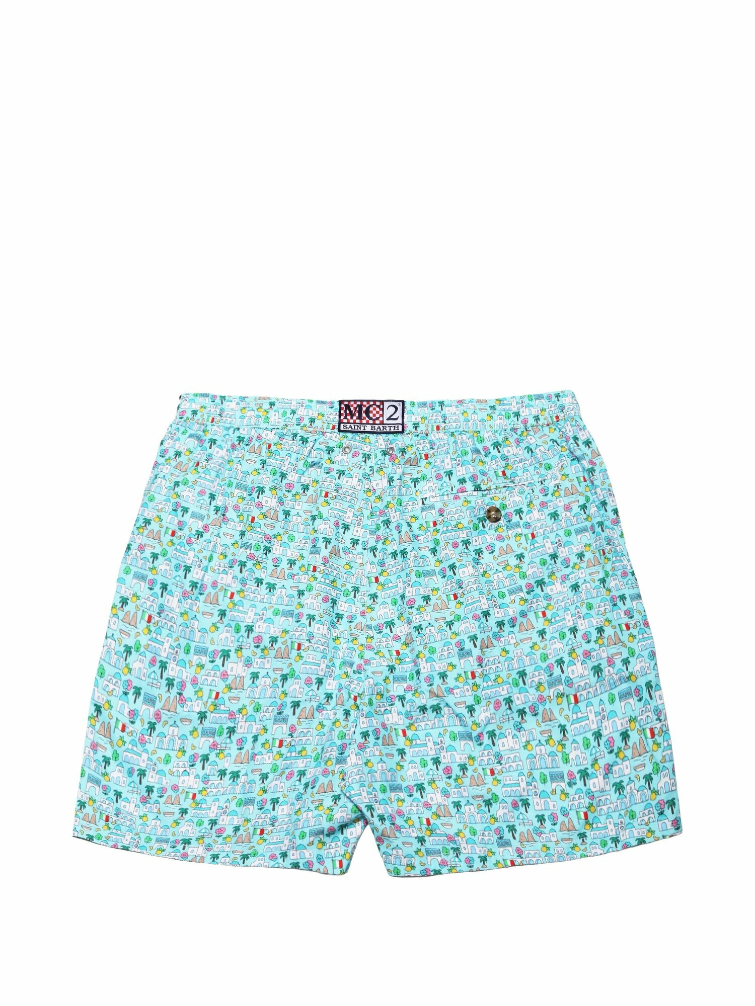 Шорты для плавания MC2 Saint Barth Graphic-print drawstring swim shorts, размер 52, синий — фото 1