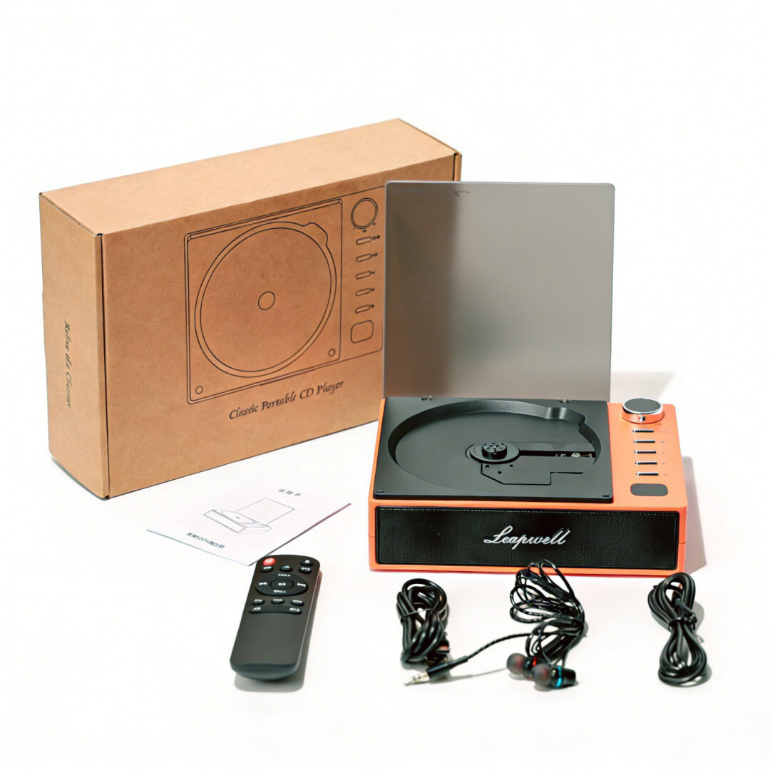 Портативный CD-плеер, FM-радио, Bluetooth-колонка, пульт дистанционного управления
