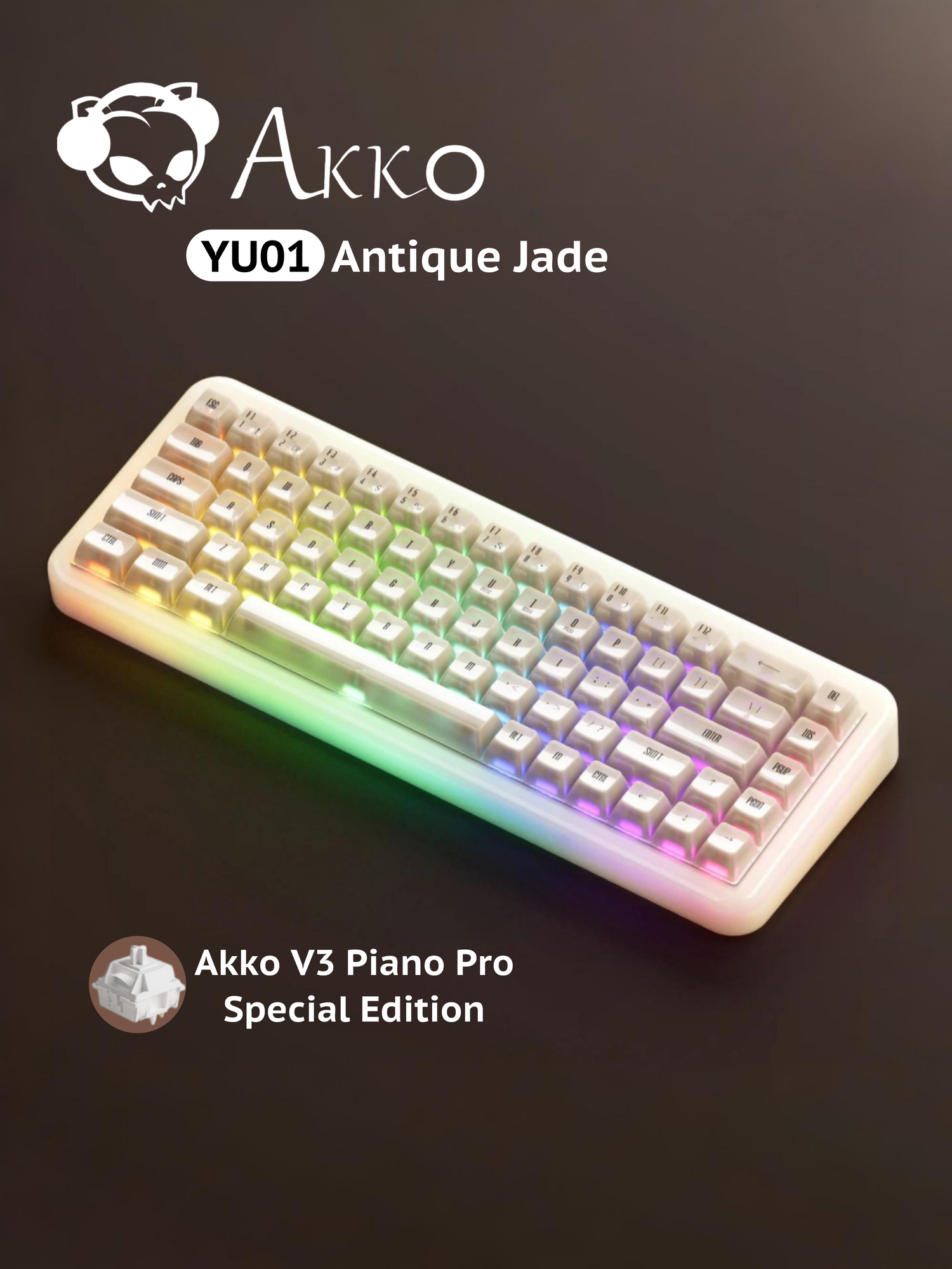 Механическая клавиатура Akko YU01 QMK/VIA Antique Jade, (Akko V3 Piano Pro Special Edition), Английская раскладка