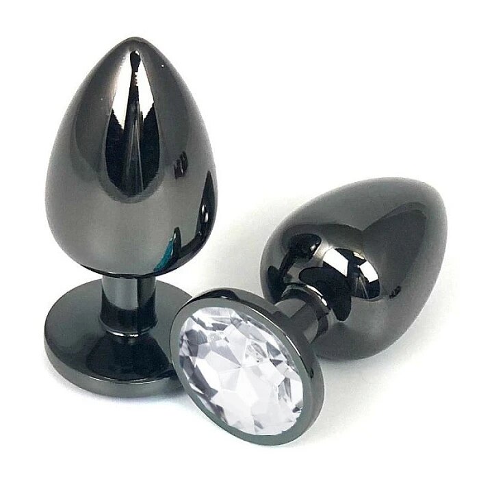 Темная анальная пробка «LaViba» с белым кристаллом, размер S