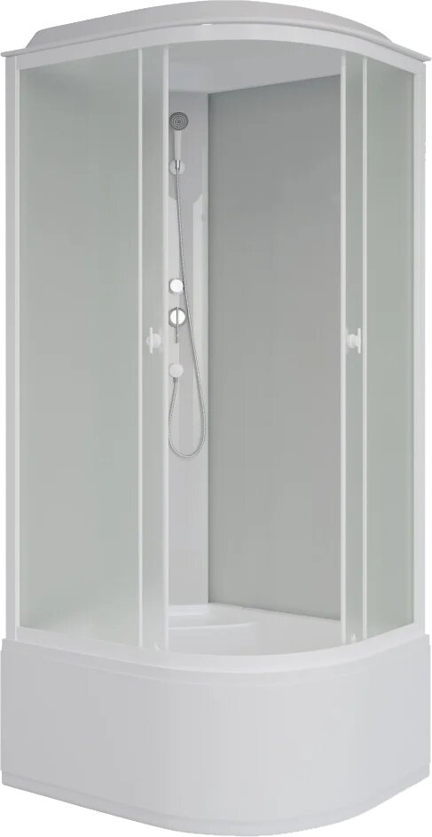 Душевая кабина Niagara Promo P90/70/40L/MT стеклянная, 90x70, высокий поддон, закрытая (с крышей), с матовым стеклом, без гидромассажа с белым профилем с функцией тропический душ