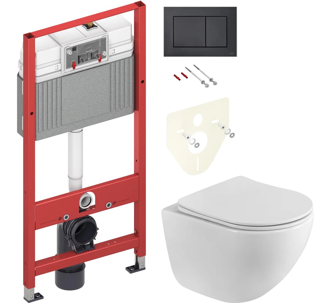 Комплект 2 в 1 Унитаз подвесной BelBagno Libero BB11051CH-TOR/SC / Инсталляция с кнопкой TECE Now 9400414