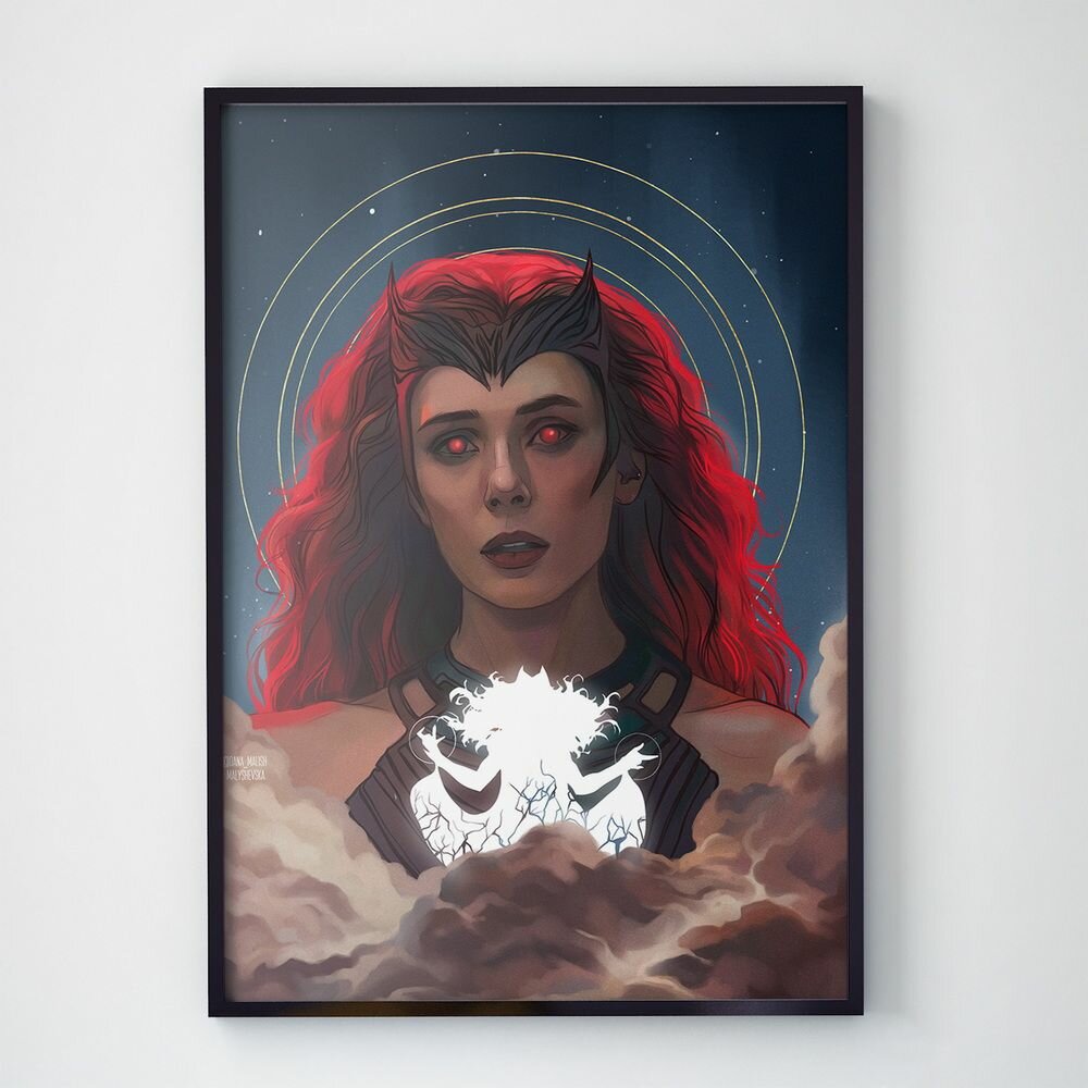 Плакат, постер Алая Ведьма (Ванда) на бумаге, размер 21х30см