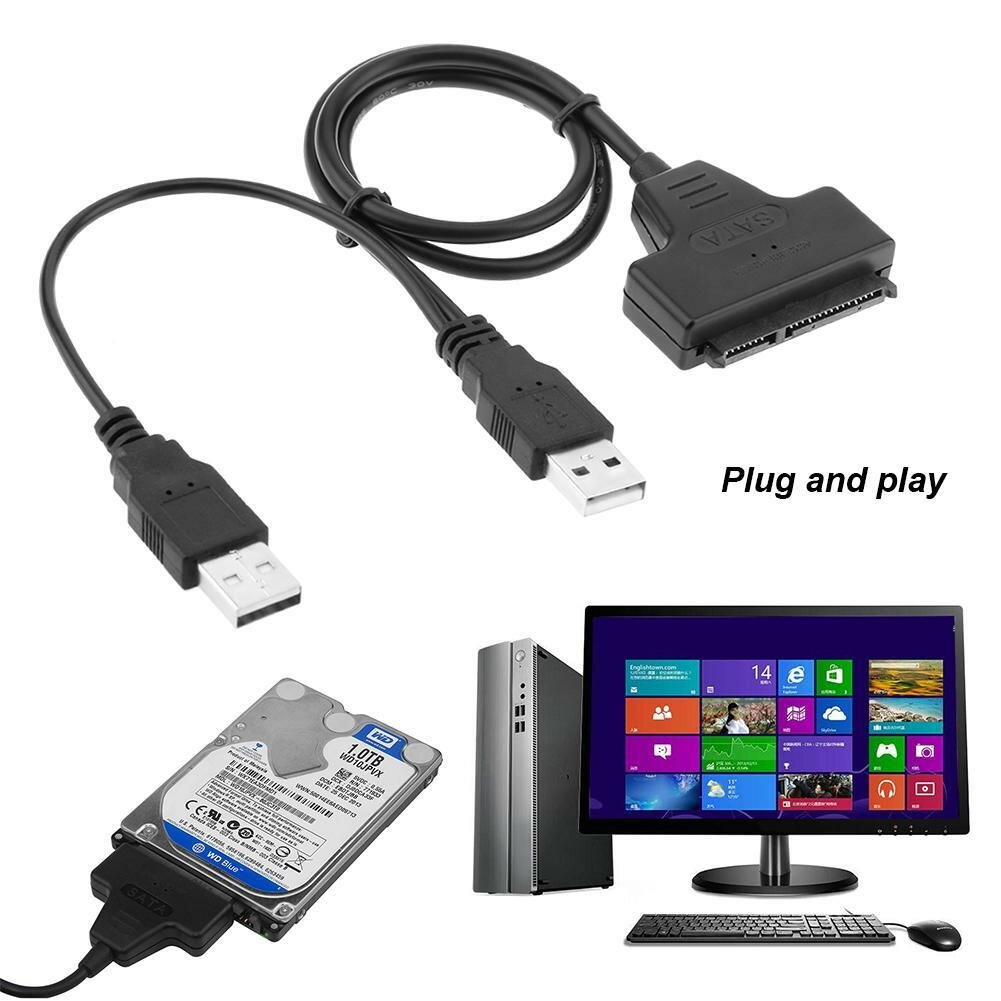 USB 2.0 SATA 7+15Pin адаптер конвертер кабель для 2,5-дюймового жесткого диска ноутбука жесткий диск компьютерные кабели