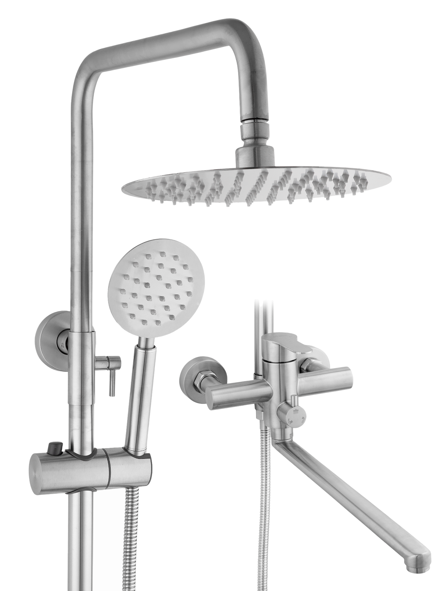 Душевая система тропический душ со смесителем и длинным поворотным гусаком SUS 304