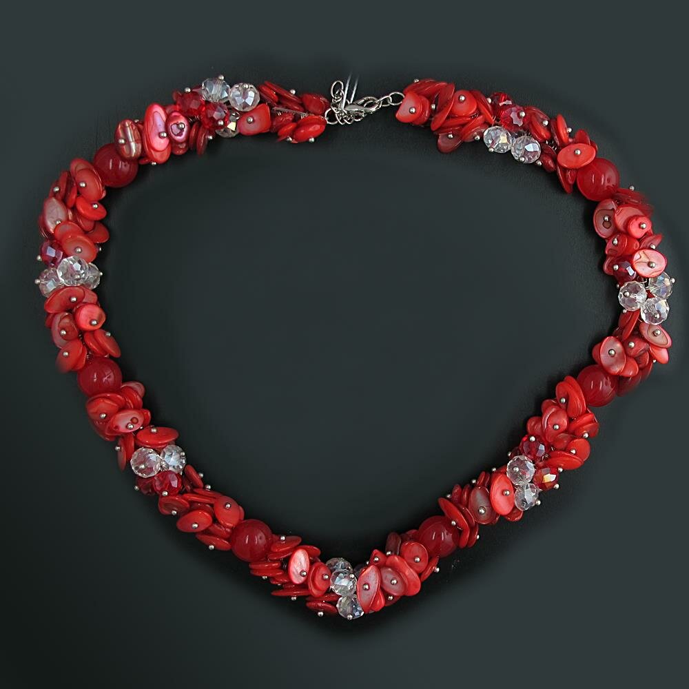 Колье Эстет, циркон, перламутр