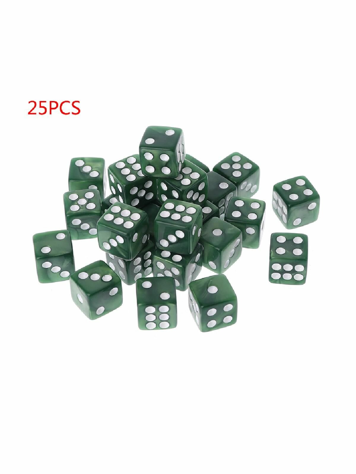 Игральные кости,1 набор из 25 квадратных угловых кубиков № 12 с жемчужным узором-зеленый