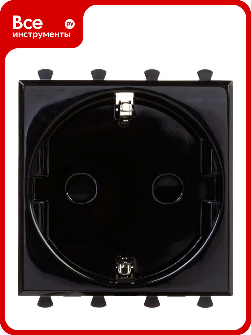 Розетка DKC 1-местная, 2 модуля Avanti "Черный квадрат" 16А IP20 2P+E, защитные шторки, черная