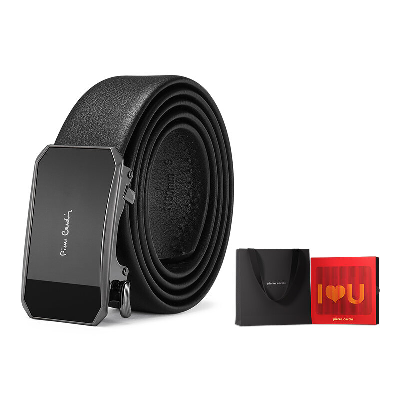 PIERRE CARDIN Leather Belts Men's Black 3.45CM 115