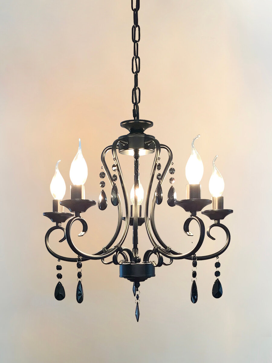 Люстра хрустальная, гостиная, чердак, спальня, черное, Люстра подвесная, E14, 40 Вт