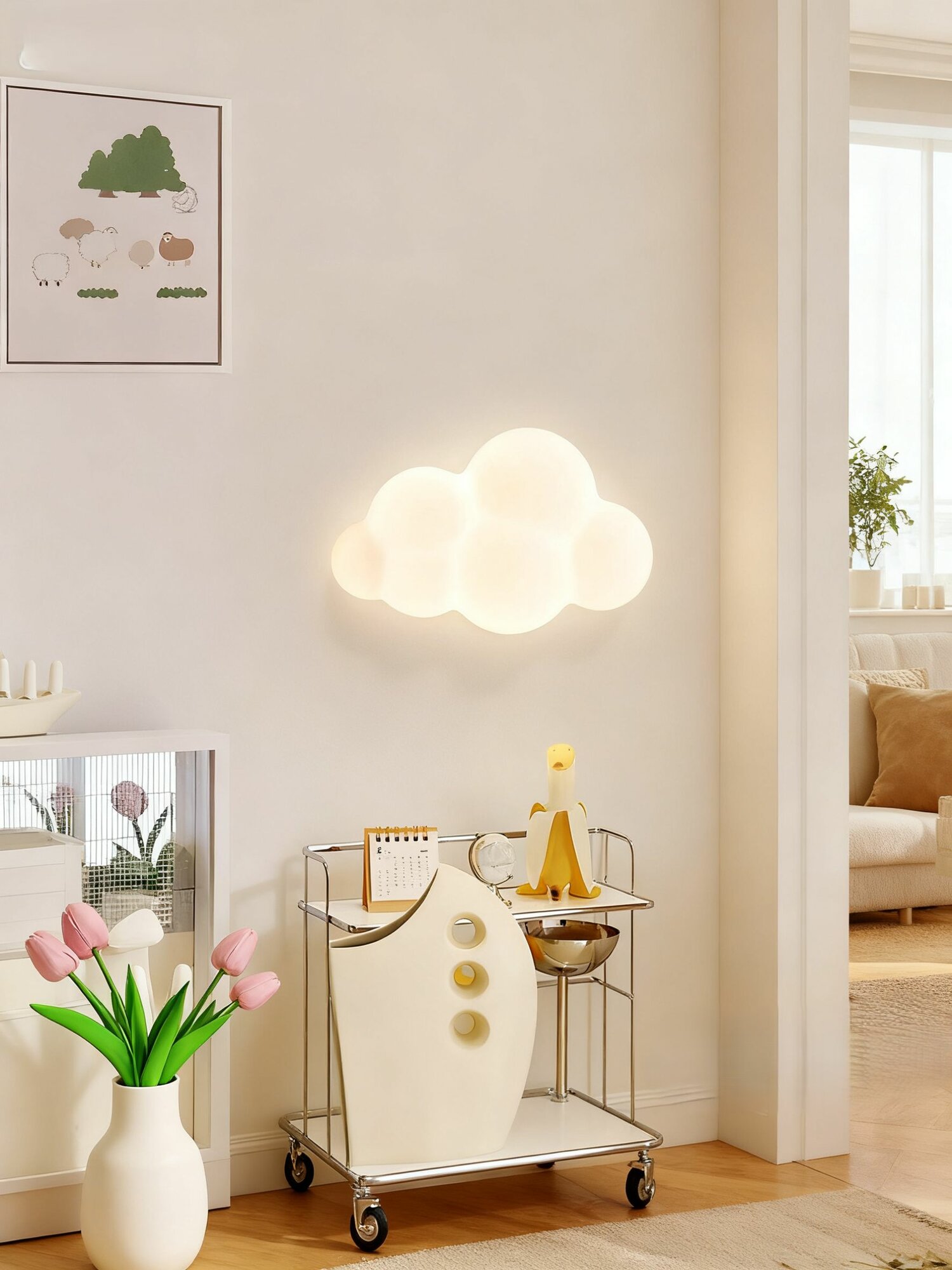 Креативный мультяшный облачный настенный светильник для детской спальни, прикроватный декор для дома в помещении, светодиодное бра для освещения гостиной, балкона, прихожей