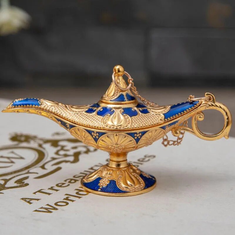 Металлическая лампа Аладдина, синяя, золотая