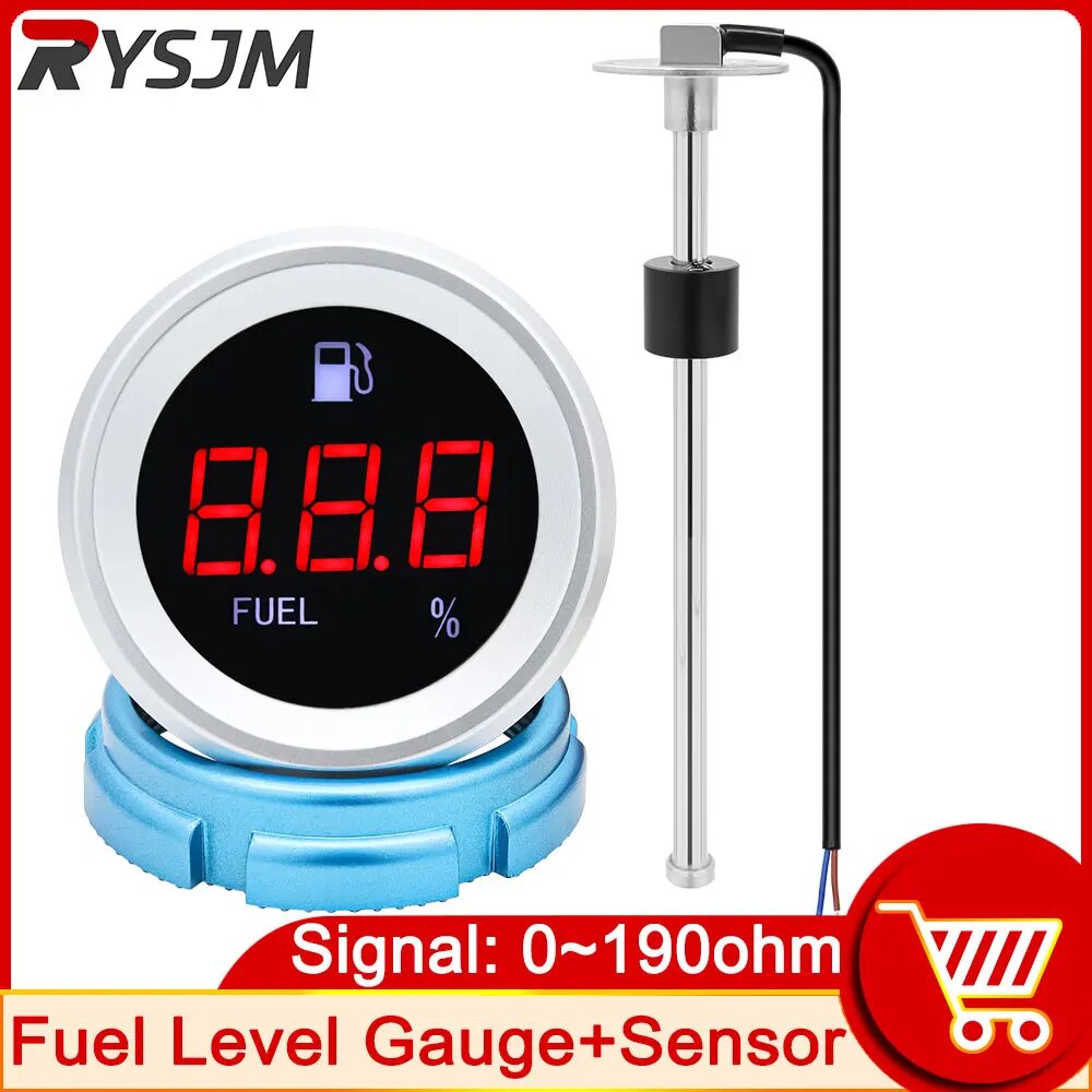 Цифровой датчик уровня топлива с мигающей сигнализацией автомобильный измеритель уровня топлива + датчик уровня топлива 0 ~ 190 Ом датчик топлива для лодки мотоцикла, 450mm sensor X gauge