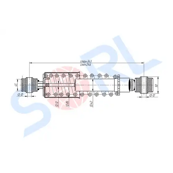 SORL 5003160110 амортизатор кабины пружинный 246 / 343, o / o, 12x45 / 12x50 \ man
