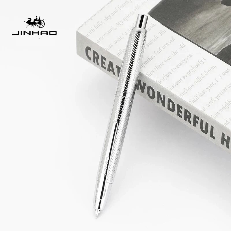 JINHAO перьевая ручка EF, Wavy Bright Chromium