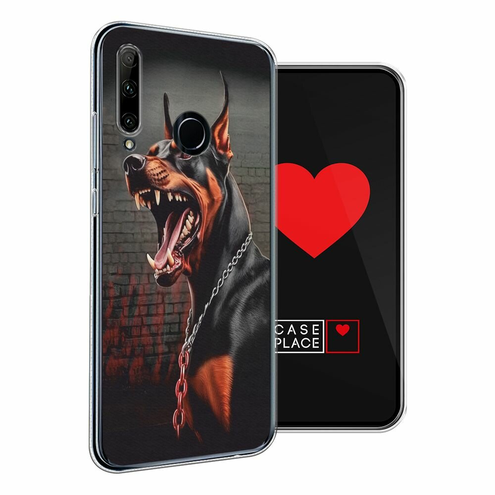 Чехол на Honor 10i/20 Lite 2019/20e/Huawei P Smart Plus 2019 / Хонор 10i с принтом "Доберман с цепью" — фото 1