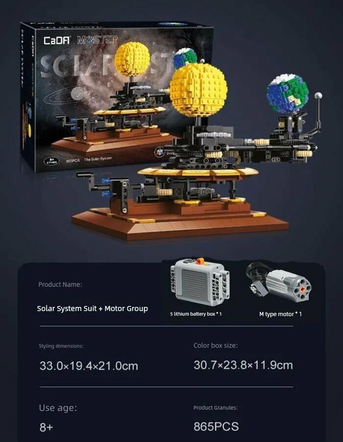 Глобус-пазл Солнечная система (Версия с приводным мотором, 3 сферы)