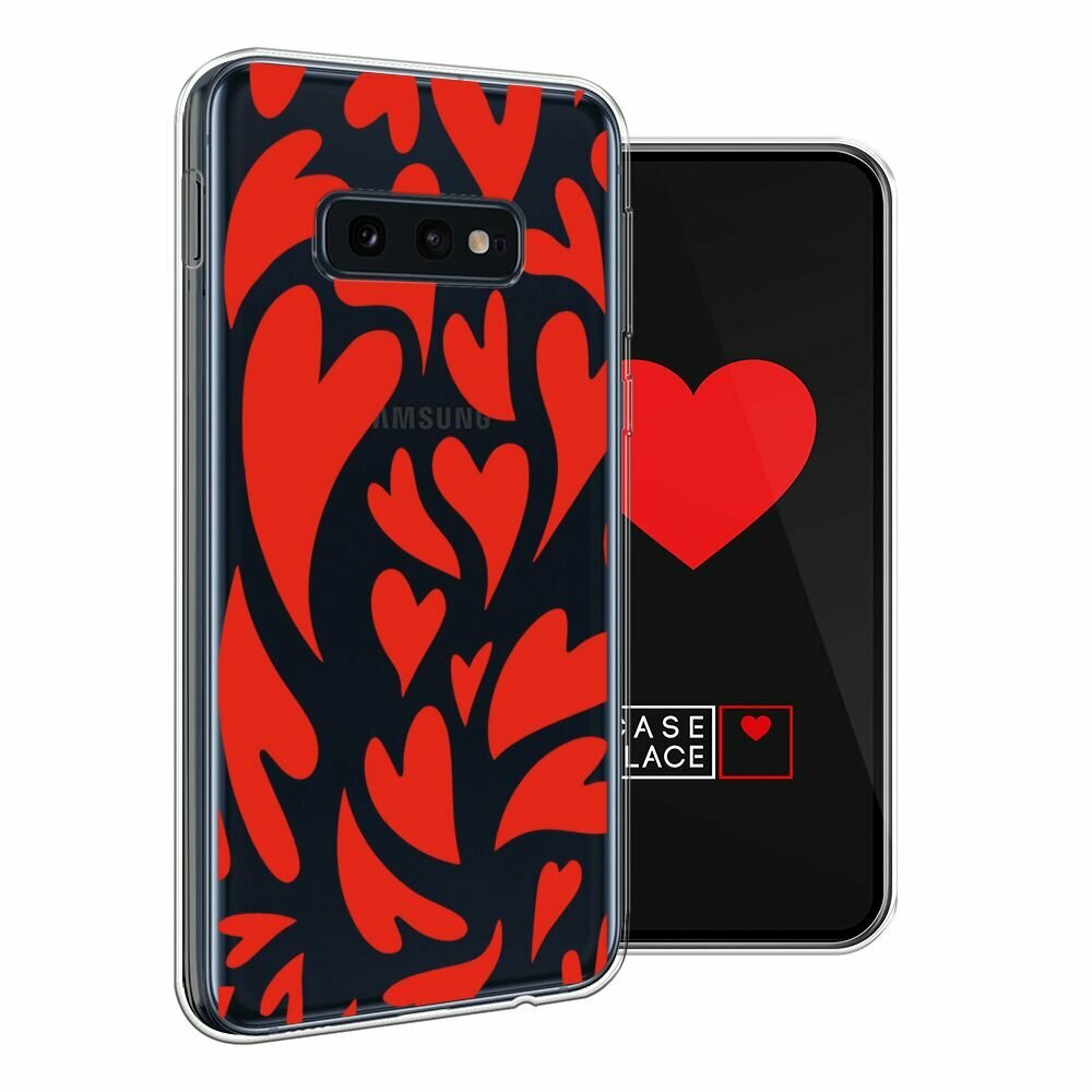 Чехол на Samsung Galaxy S10E / Самсунг Галакси S10E с принтом "Crazy hearts 2 - 14 февраля", прозрачный — фото 1