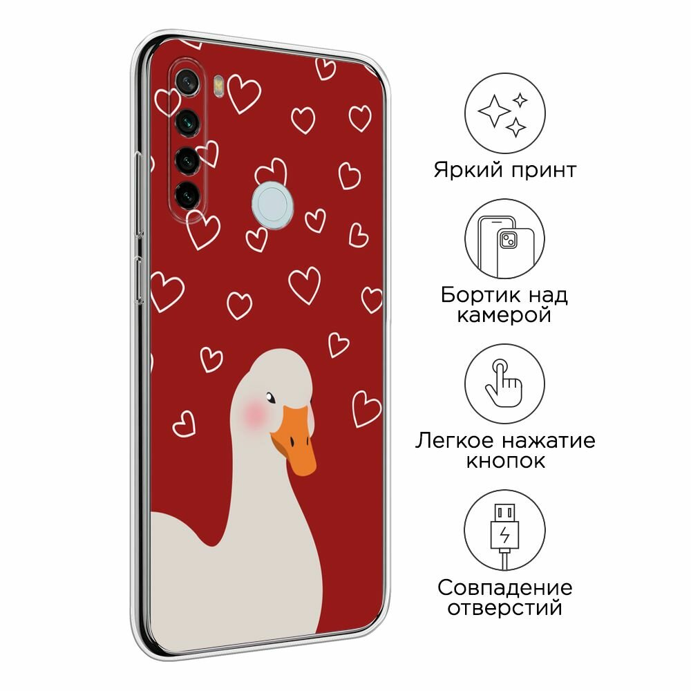 Чехол на Xiaomi Redmi Note 8T / Сяоми Редми Нот 8Т с принтом "Влюблённый гусь 1 - 14 февраля" — фото 1