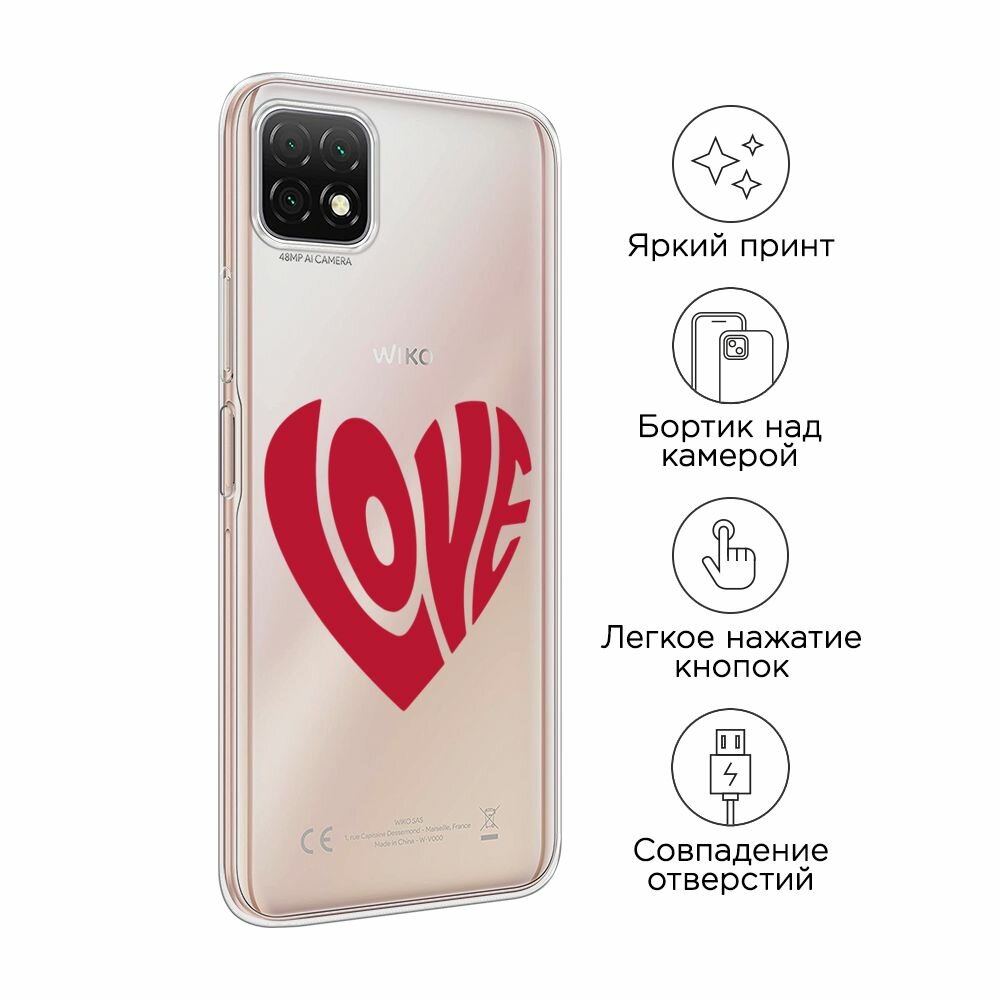 Чехол на Wiko T3 / Вико Т3 с принтом "Love heart 2 - 14 февраля", прозрачный — фото 1