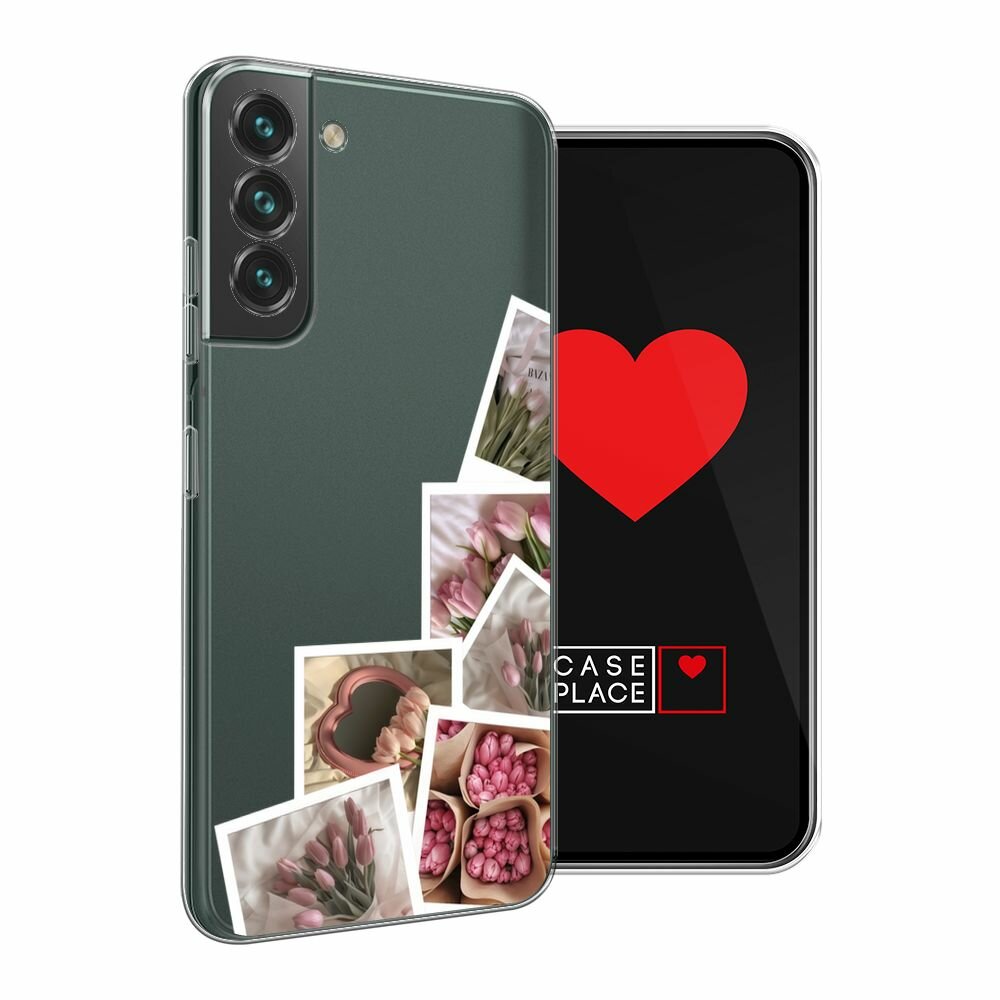 Чехол на Samsung Galaxy S22 + / Самсунг Галакси S22 Плюс с принтом "Весенние фото - 8 марта", прозрачный — фото 1