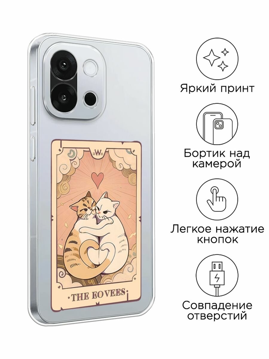 Чехол на OnePlus 13T / Ван Плас 13Т с принтом "The lovers cats 2 - 14 февраля", прозрачный — фото 1