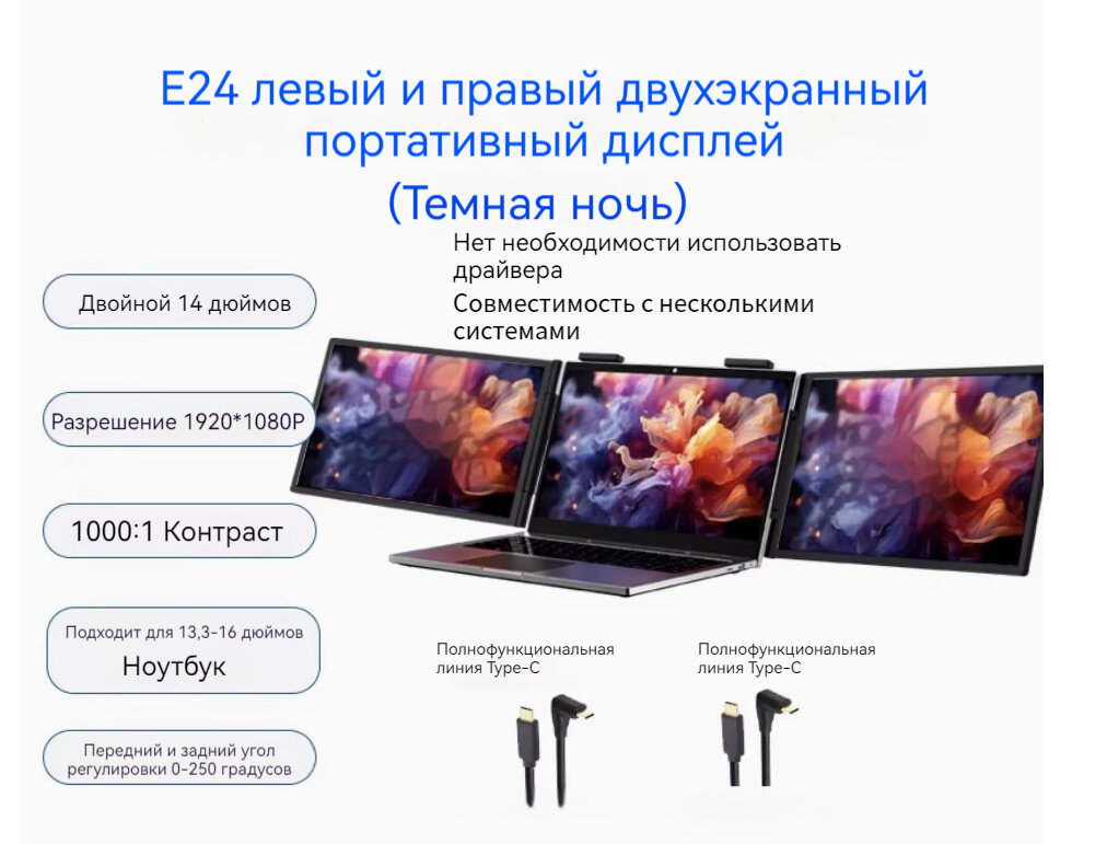 Многоэкранный портативный монитор EIMIO для ноутбука внешний портативный дополнительный экран расширения экрана