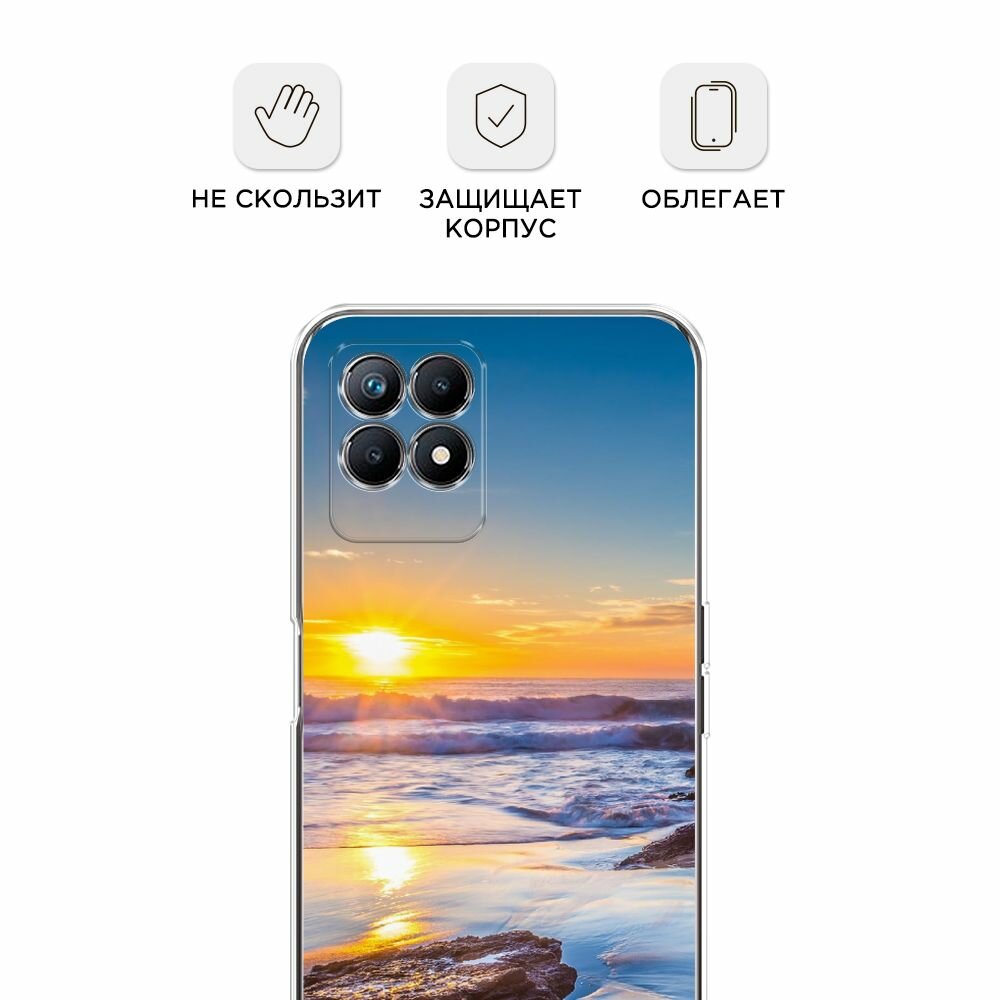 Силиконовый чехол на Realme 8i / Реалми 8i с принтом Восход 6 — фото 1