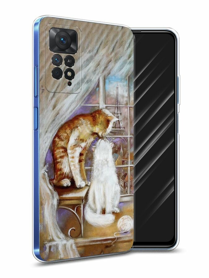 Чехол на Xiaomi Redmi Note 11E Pro / Сяоми Редми Нот 11E Pro Про с принтом "Влюбленные котики 1"
