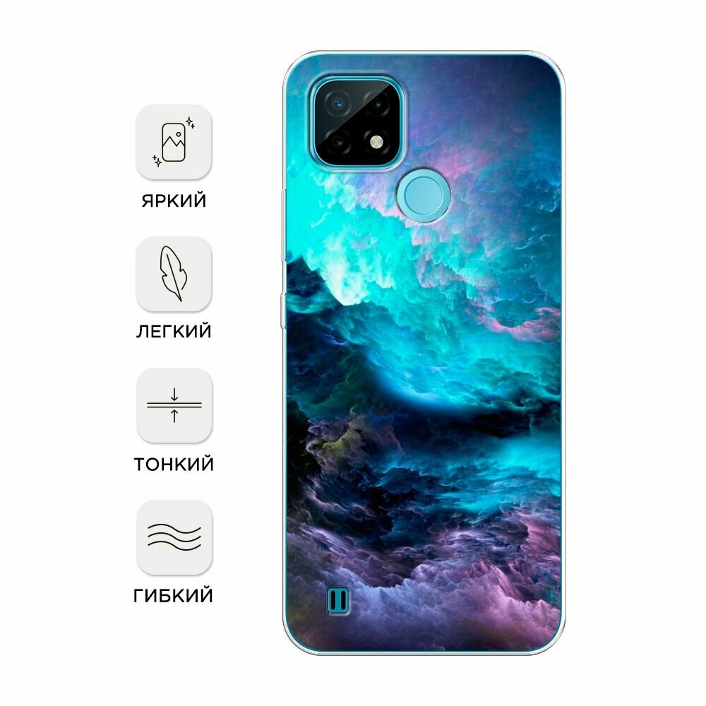 Силиконовый чехол на Realme C21 / Реалми С21 с принтом "Бирюзовое небо" — фото 1