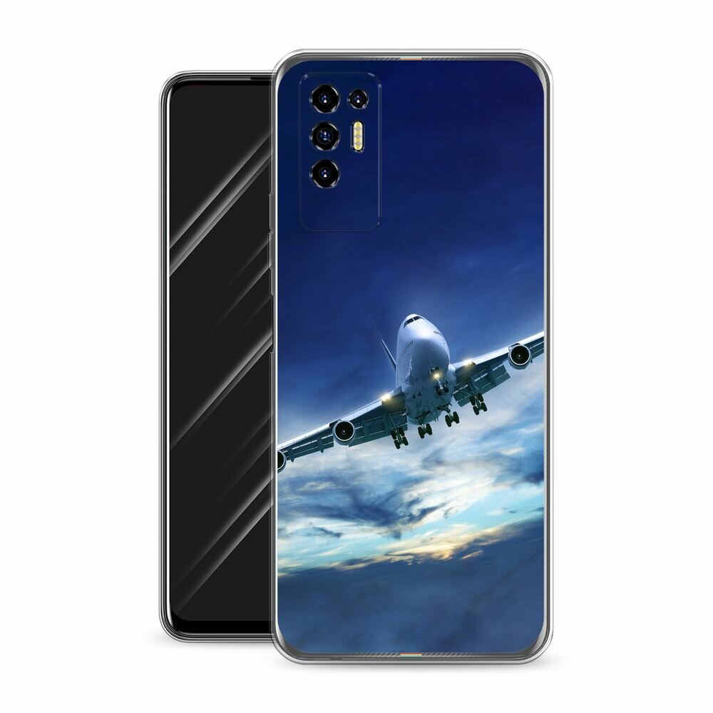 Чехол на Tecno Pova 2 / Текно Пова 2 с принтом "Самолет в небе" — фото 1