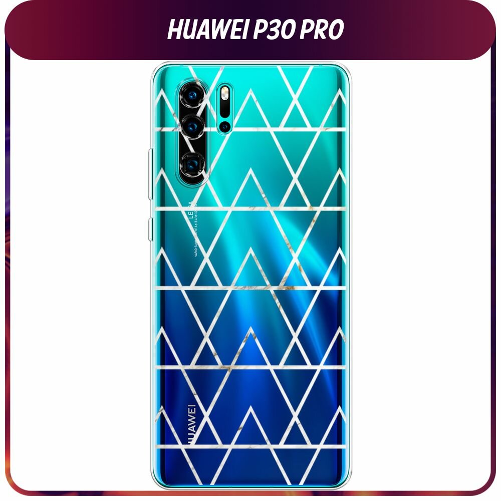 Чехол на Huawei P30 Pro / Хуавей П30 Про с принтом "Треугольники трафарет", прозрачный