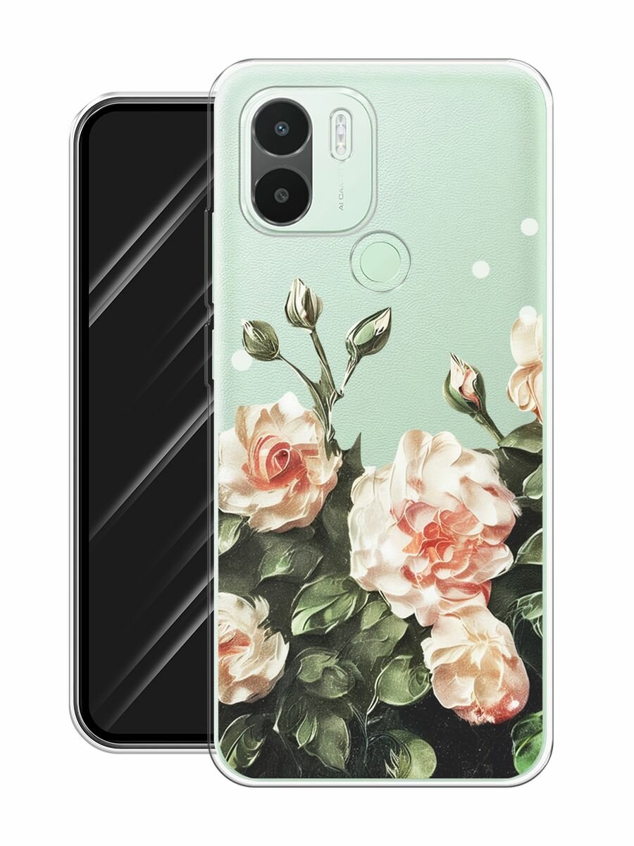 Чехол на Xiaomi Redmi A1+/Redmi A2+/Poco C51/C50 / Редми A1+ с принтом "Цветочная картина 2", прозрачный — фото 1
