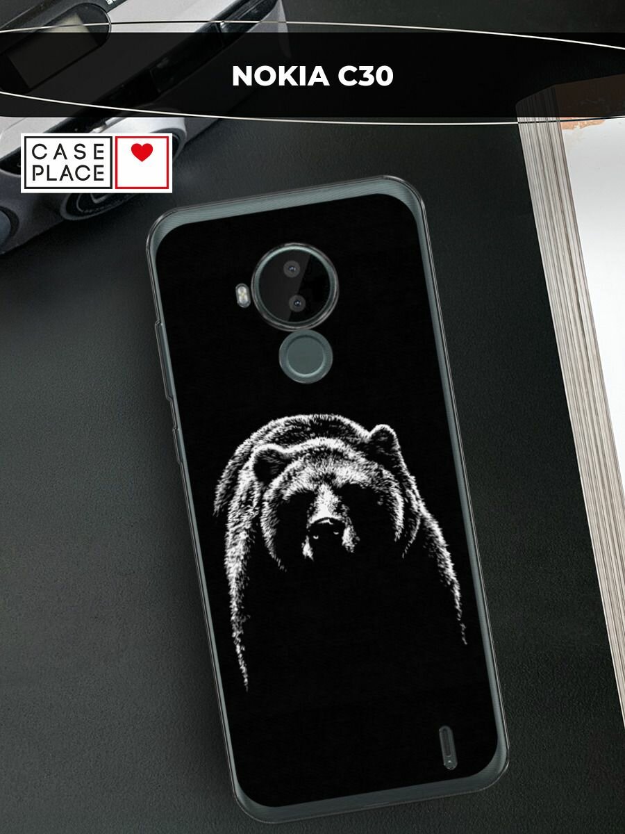Силиконовый чехол на Nokia C30 / Нокия C30 с принтом "Медведь в ночи"