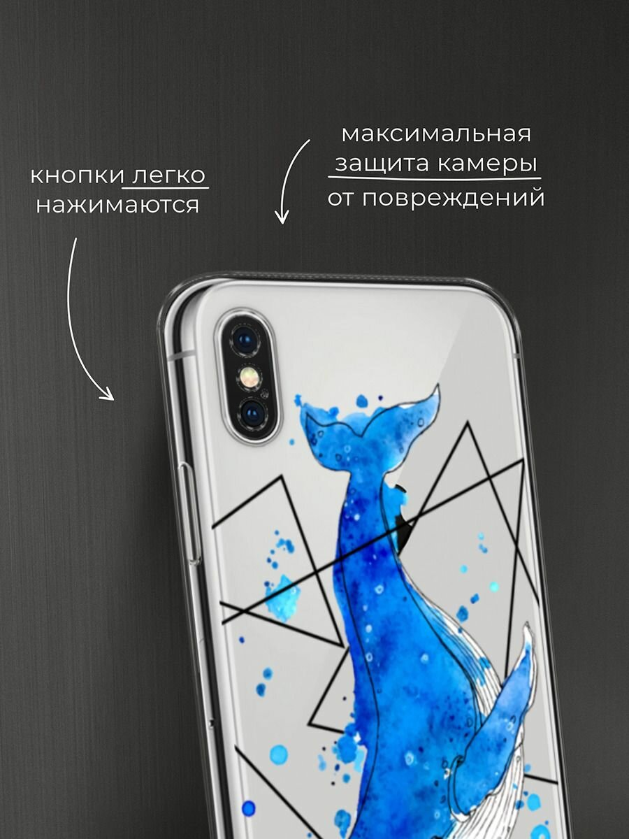 Чехол на Apple iPhone XS Max / Айфон XS Max с принтом "Кит графика", прозрачный — фото 1