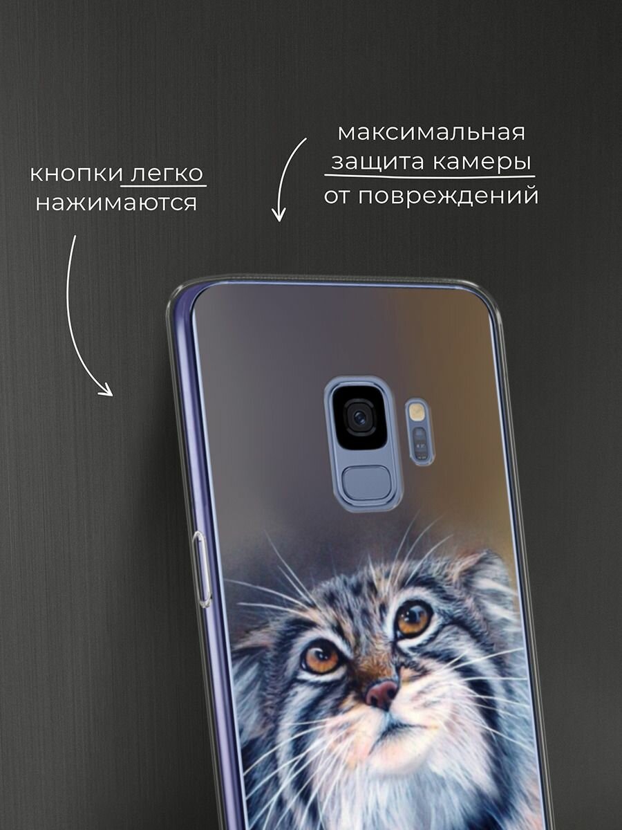 Чехол на Samsung Galaxy S9 / Самсунг Галакси С9 с принтом "Кот манул 2" — фото 1