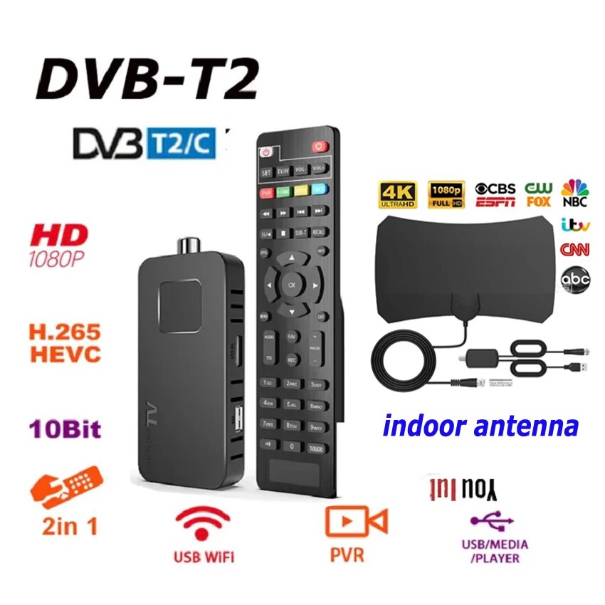 H.265 HEVC DVB-T2 C tdt тюнер антенна DVB-C PVR супер литой 10-битный DVB-TUB для Европы, Азии, Африки