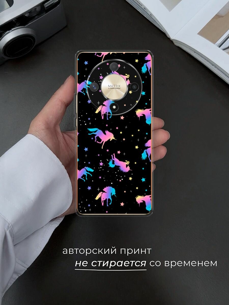 Чехол на Honor X9b / Хонор X9B с принтом "Единороги градиент" — фото 1